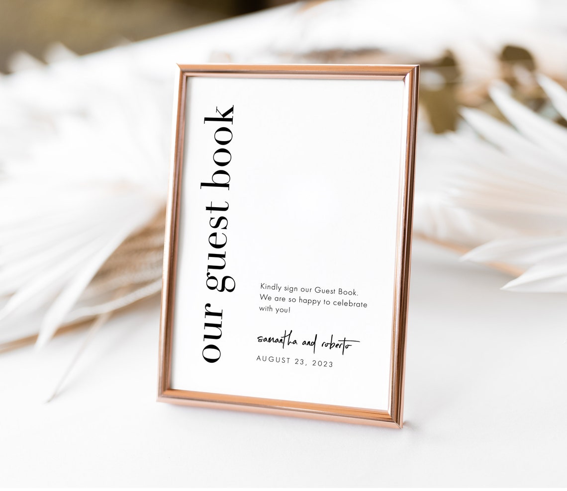 Bold Modern Guest Book Sign Template Minimalist Wedding | Etsy