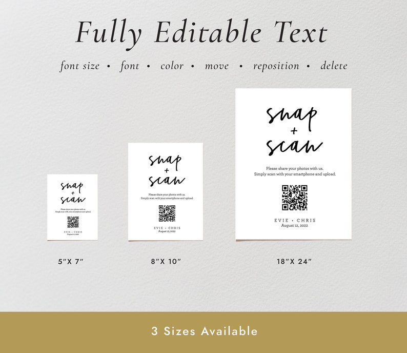 Modern Snap and Scan With QR Code Printable Guest Photo - Etsy