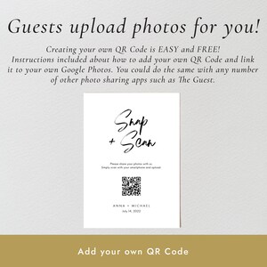 Minimalist Snap and Scan With QR Code Printable, Guest Photo Sharing ...