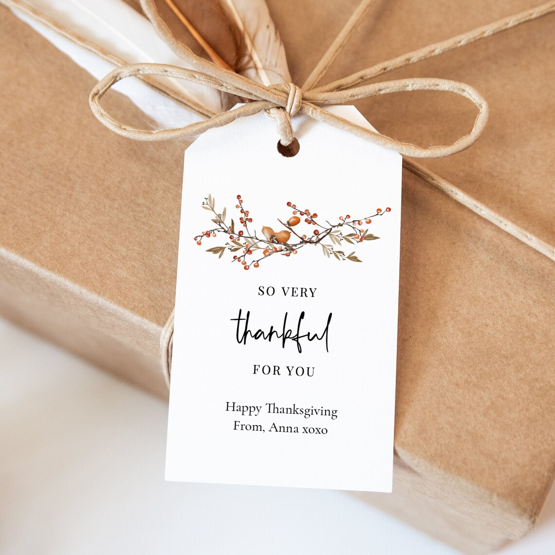Rustic Thanksgiving Gift Tags, Fall Watercolor Thankful Hang Tag ...