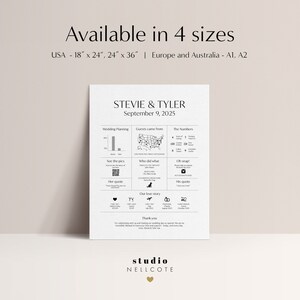 Chic Infographic Wedding Sign, Unique Wedding Welcome Sign, Fun Wedding ...