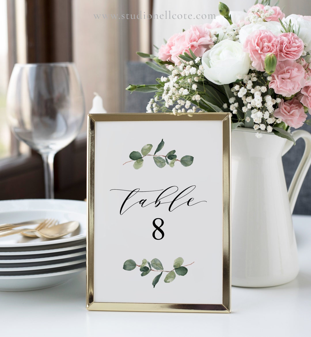 Greenery Table Numbers-eucalyptus Table Numbers Sign-sn014f_tn - Etsy