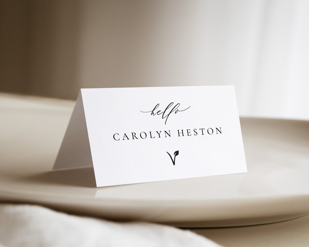 Place Cards With Meal Choice, Minimalist Seating Card, Name Cards, Food ...
