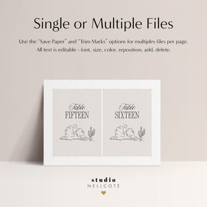 Western Chic Table Numbers Template, Reception Number Signs, Desert ...