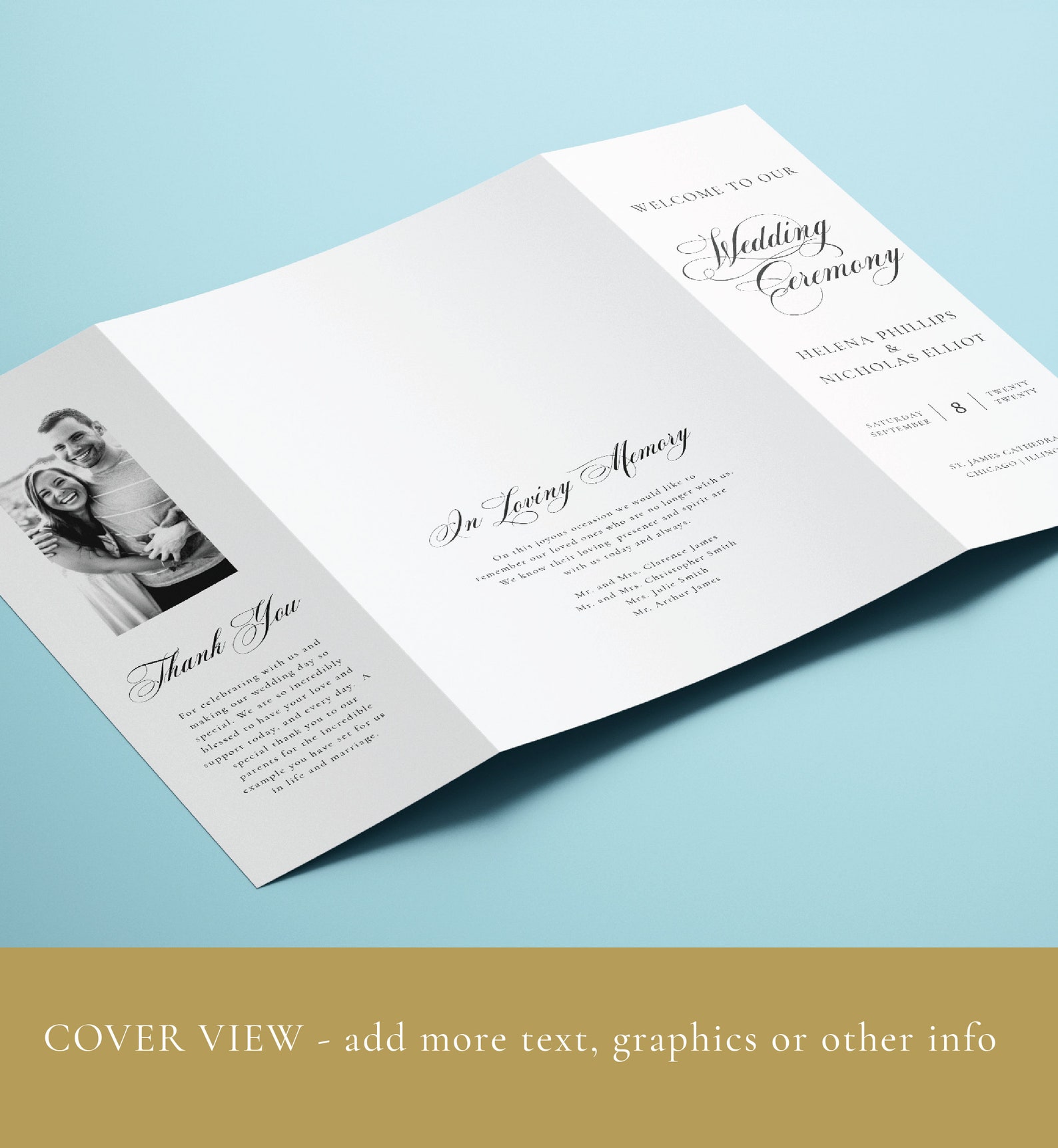 Gatefold Wedding Program Template Double Fold Program | Etsy