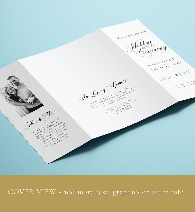 Gatefold Wedding Program Template Double Fold Program | Etsy