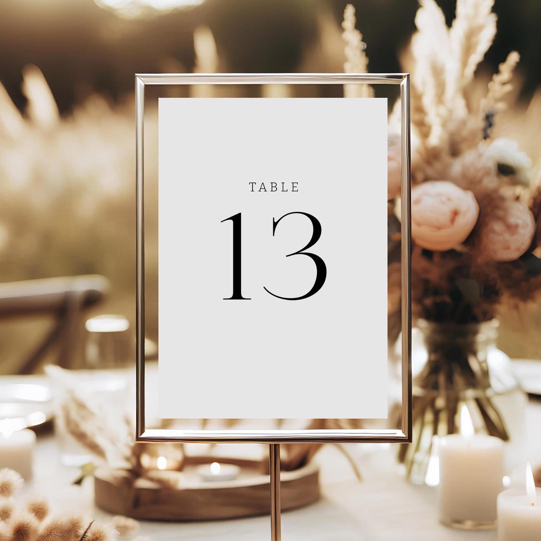 Romantic Minimalist Printable Table Numbers, Table Number Signs ...