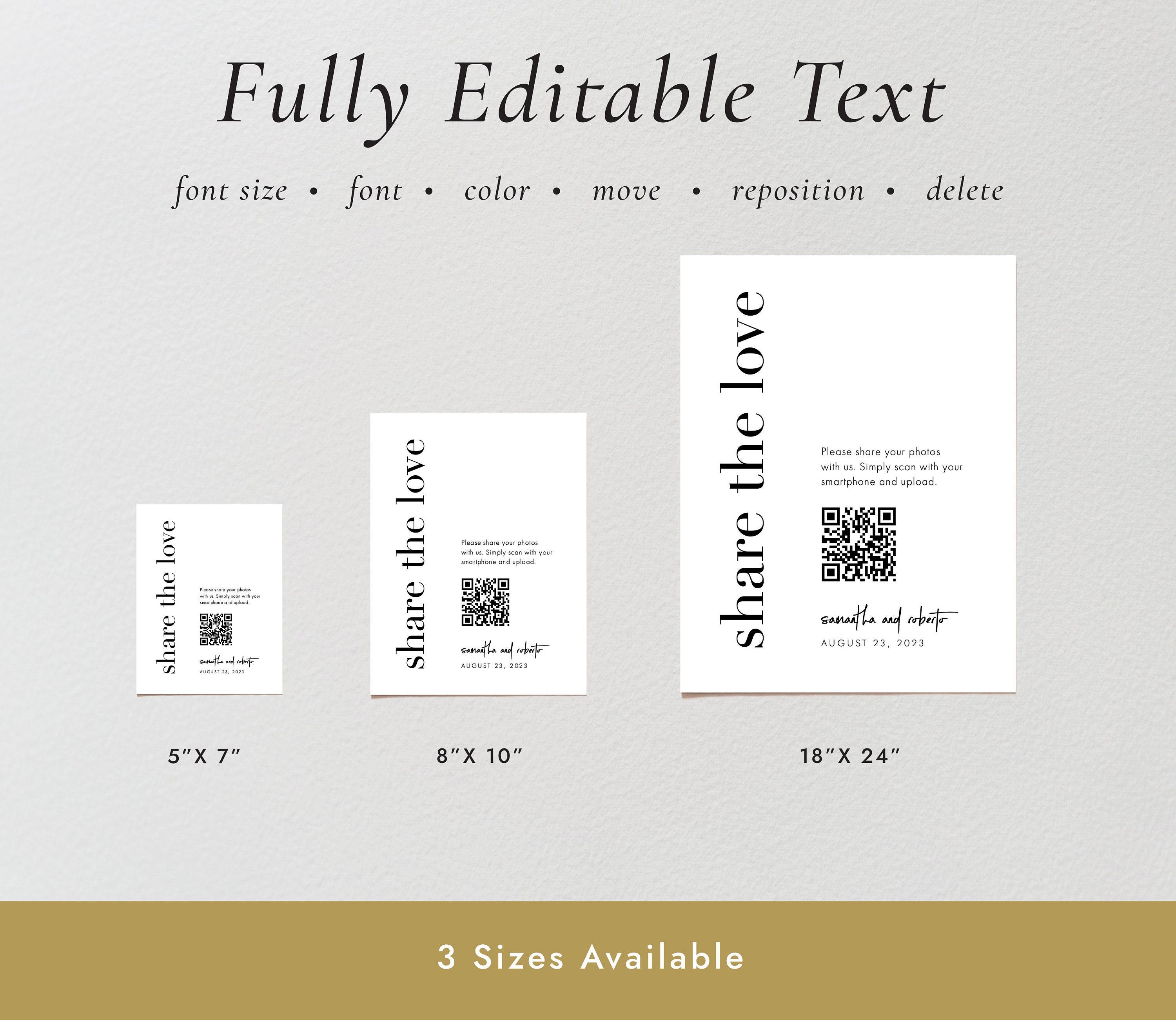 Modern Bold Share the Love Photo Sign With QR Code Guest | Etsy