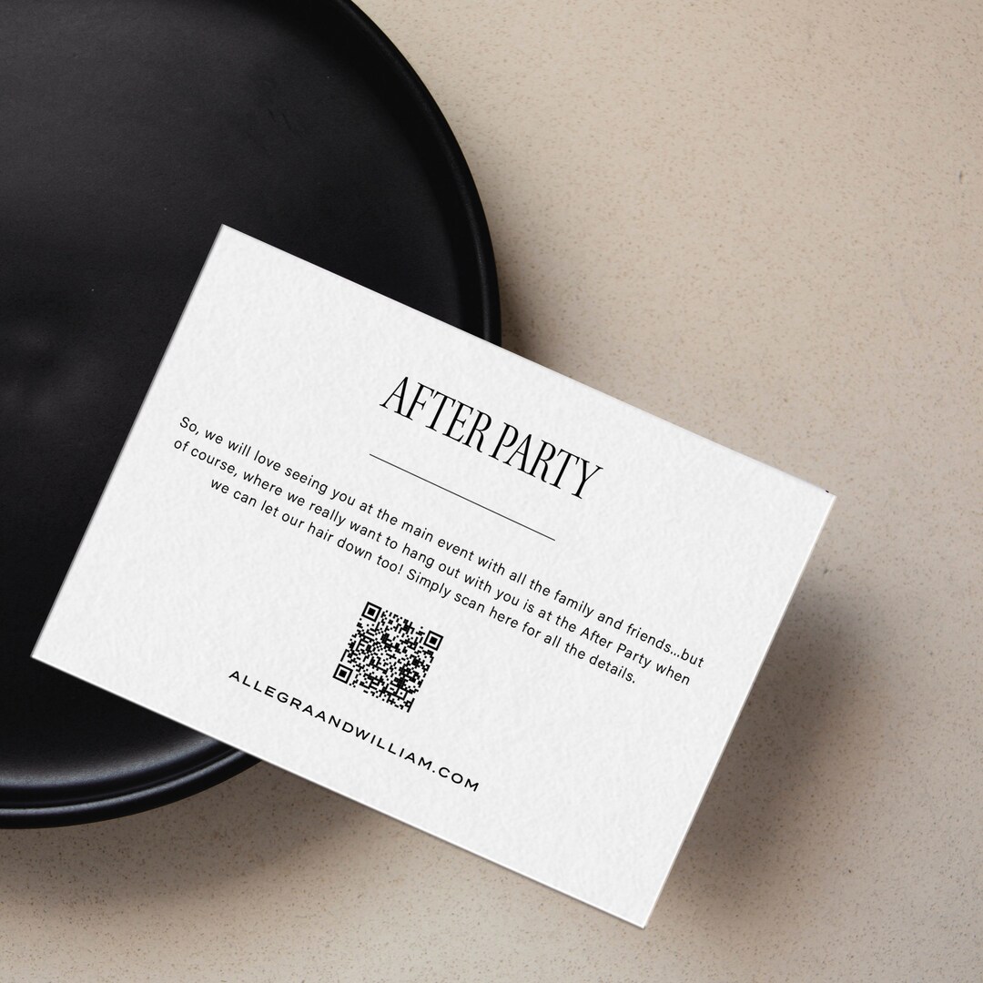 Bold After Party Insert With QR Code, Wedding After Party Invite ...