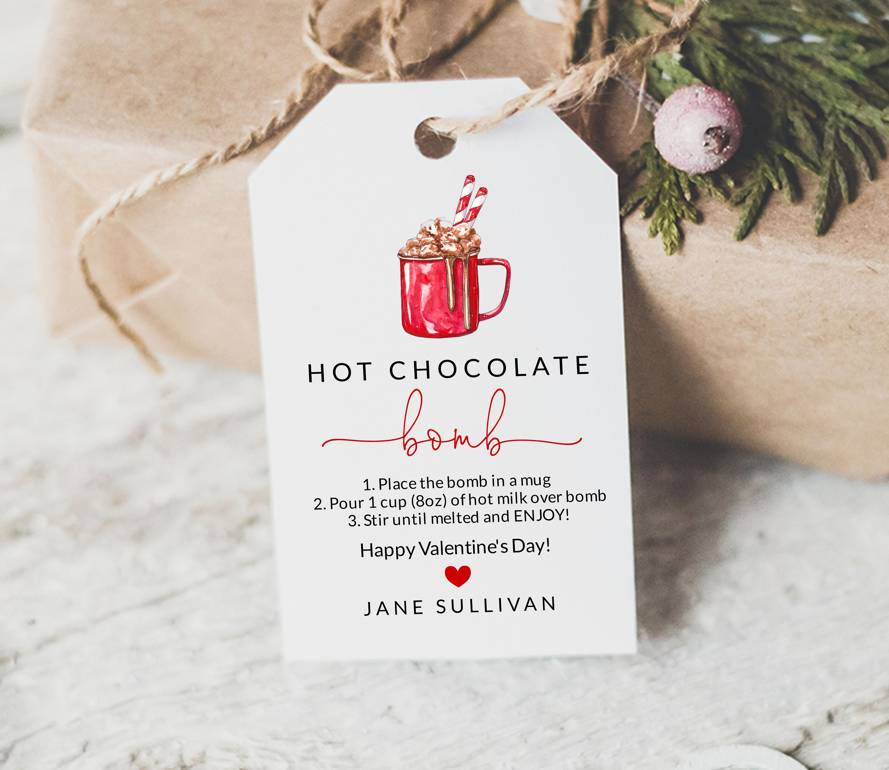 Editable Valentines Day Chocolate Bomb Tag, Hot Cocoa Bomb Tag ...