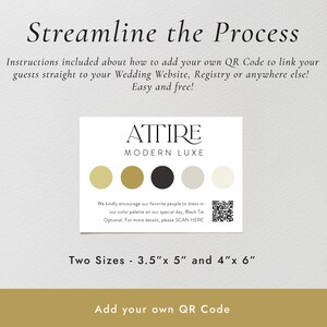 Modern Luxe Attire Card, QR Code Insert, Dress Code Indication ...
