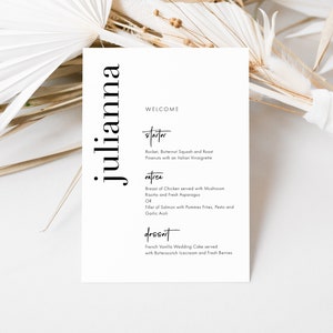 Modern Bold Guest Name Menu Template, Minimalist Script Wedding Place ...