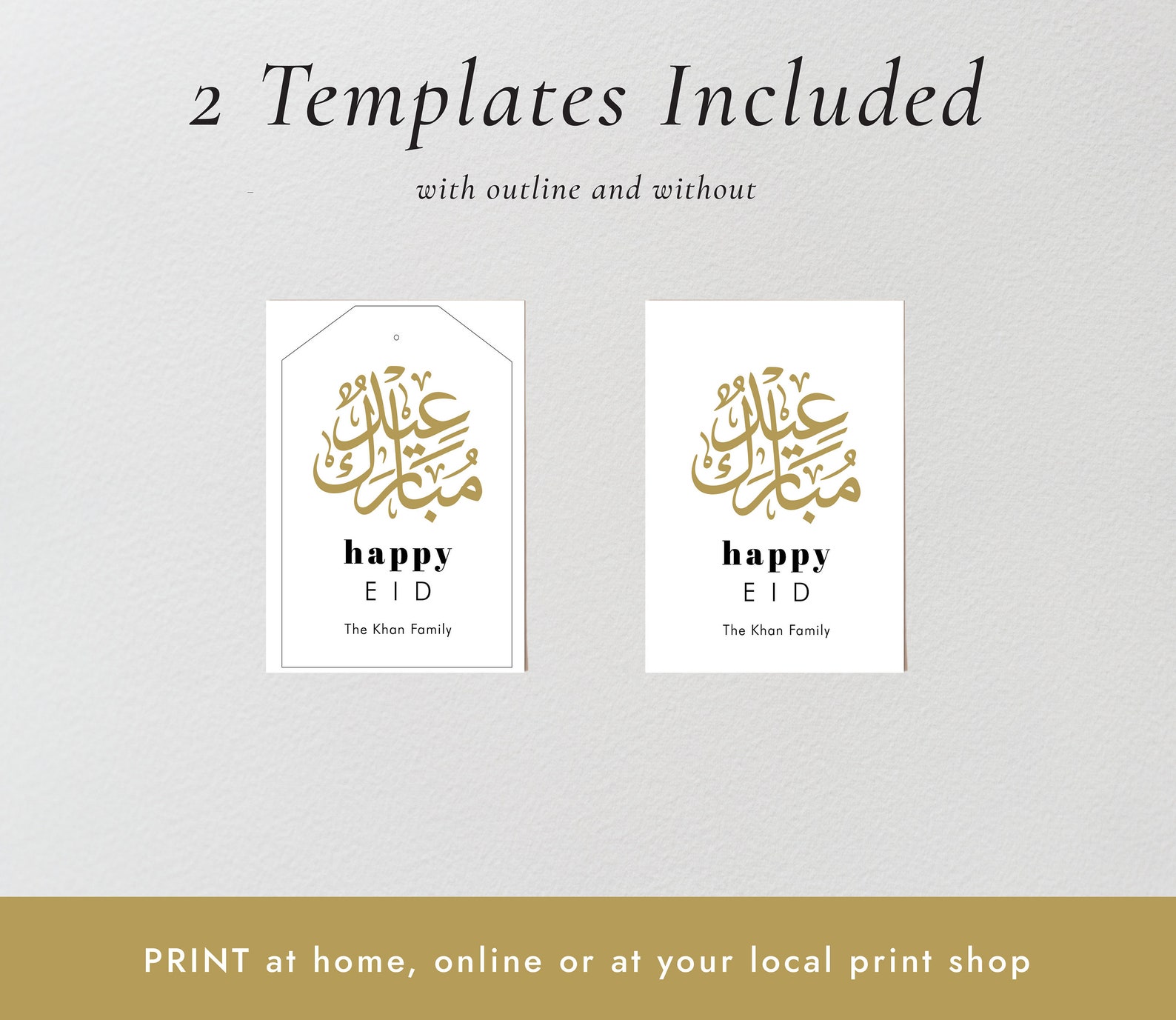 Gold Calligraphy Mubarak Eid Gift Tags Editable Ramadan - Etsy