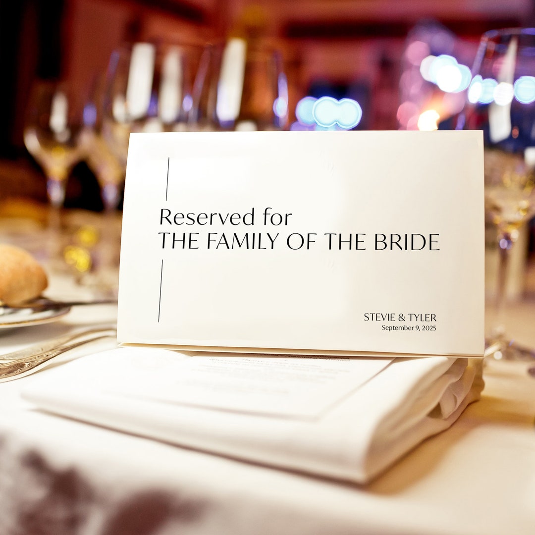 Wedding Seating Sign Reserved, Seating Template, Chic Simple Printable ...