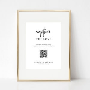 Modern Script Capture the Love With QR Code Printable, Guest Photo ...