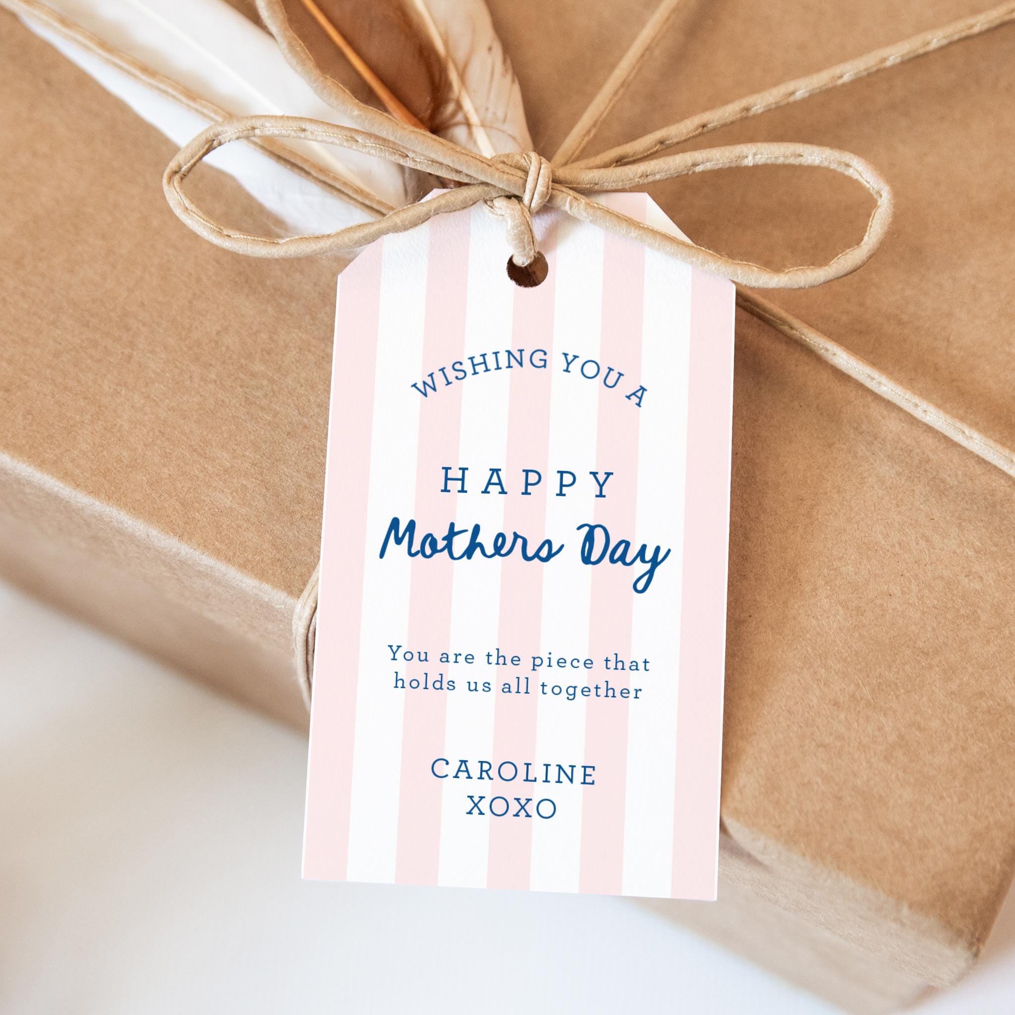Preppy Stripes Mothers Day Gift Tag, Happy Mother's Day Gift Tag ...