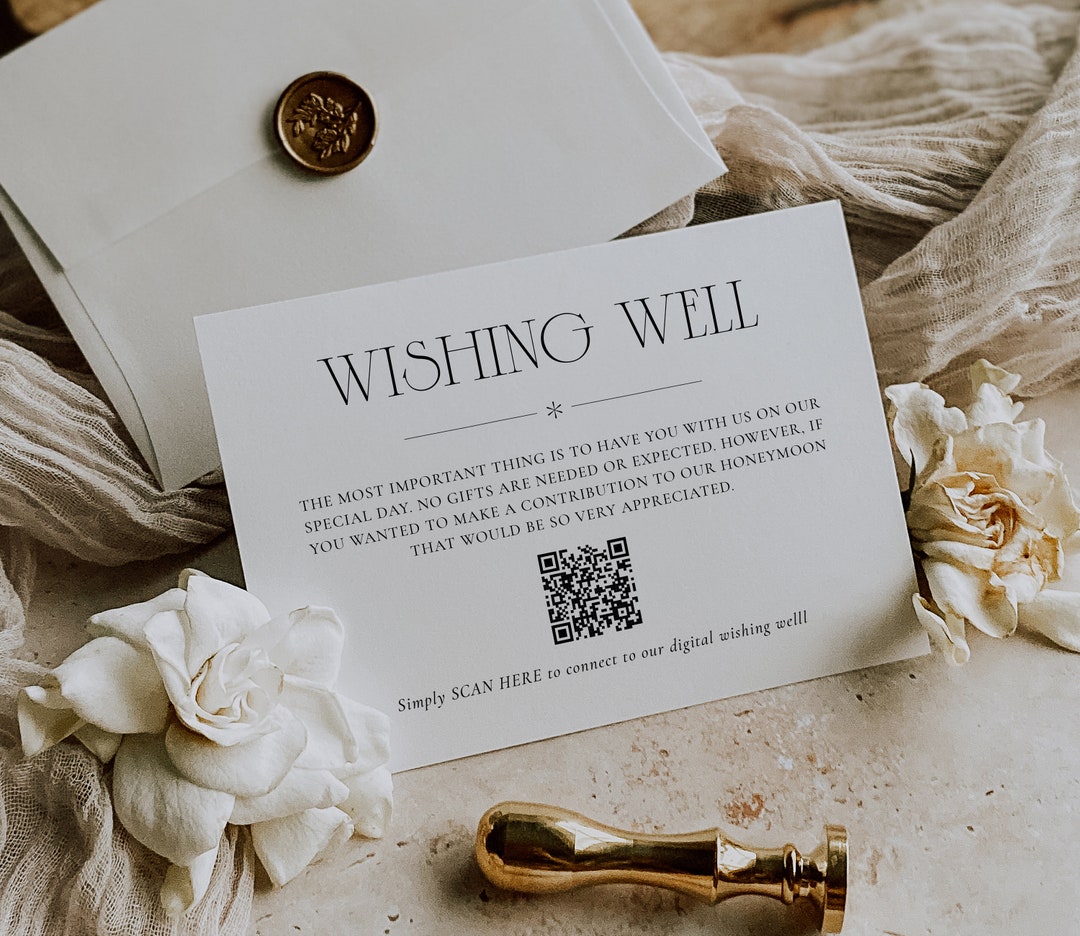 Digital Wishing Well Card, Honeymoon Fund Card, QR Code Cash Registry ...