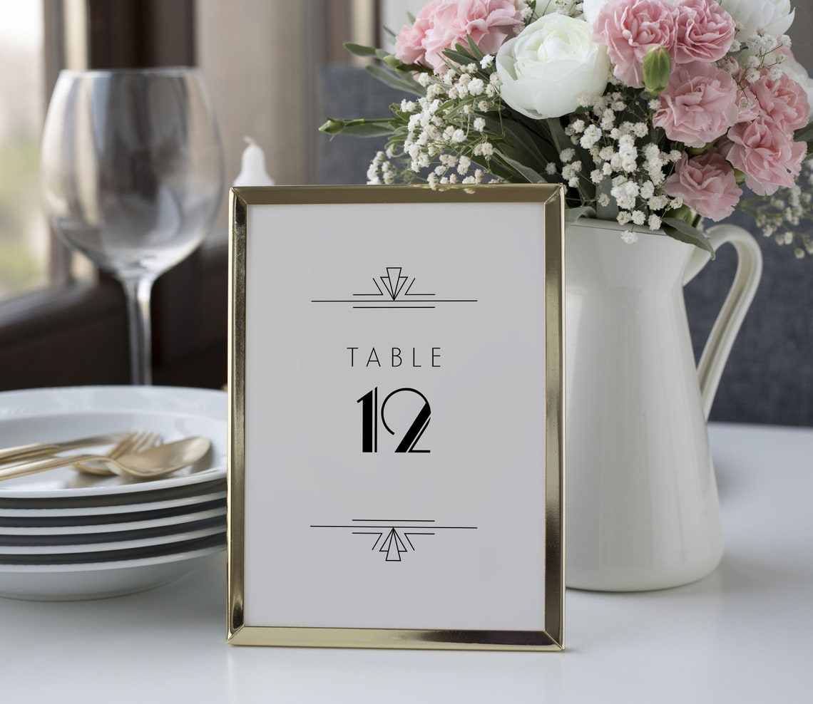 Art Deco Table Numbers Great Gatsby Table Number Signs Jazz - Etsy