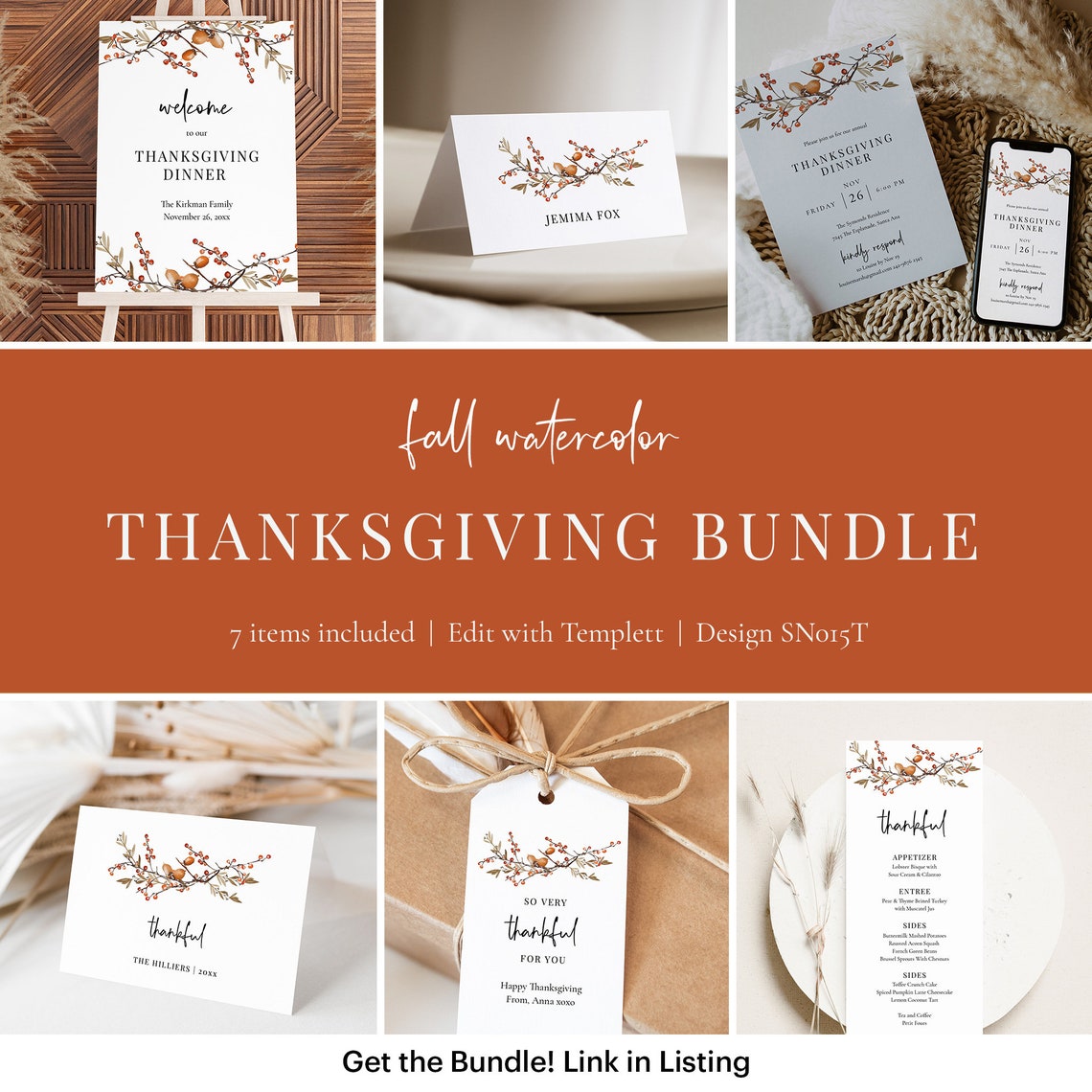 Rustic Thanksgiving Thankful Menu, Fall Foliage Menu, Autumn Menu ...