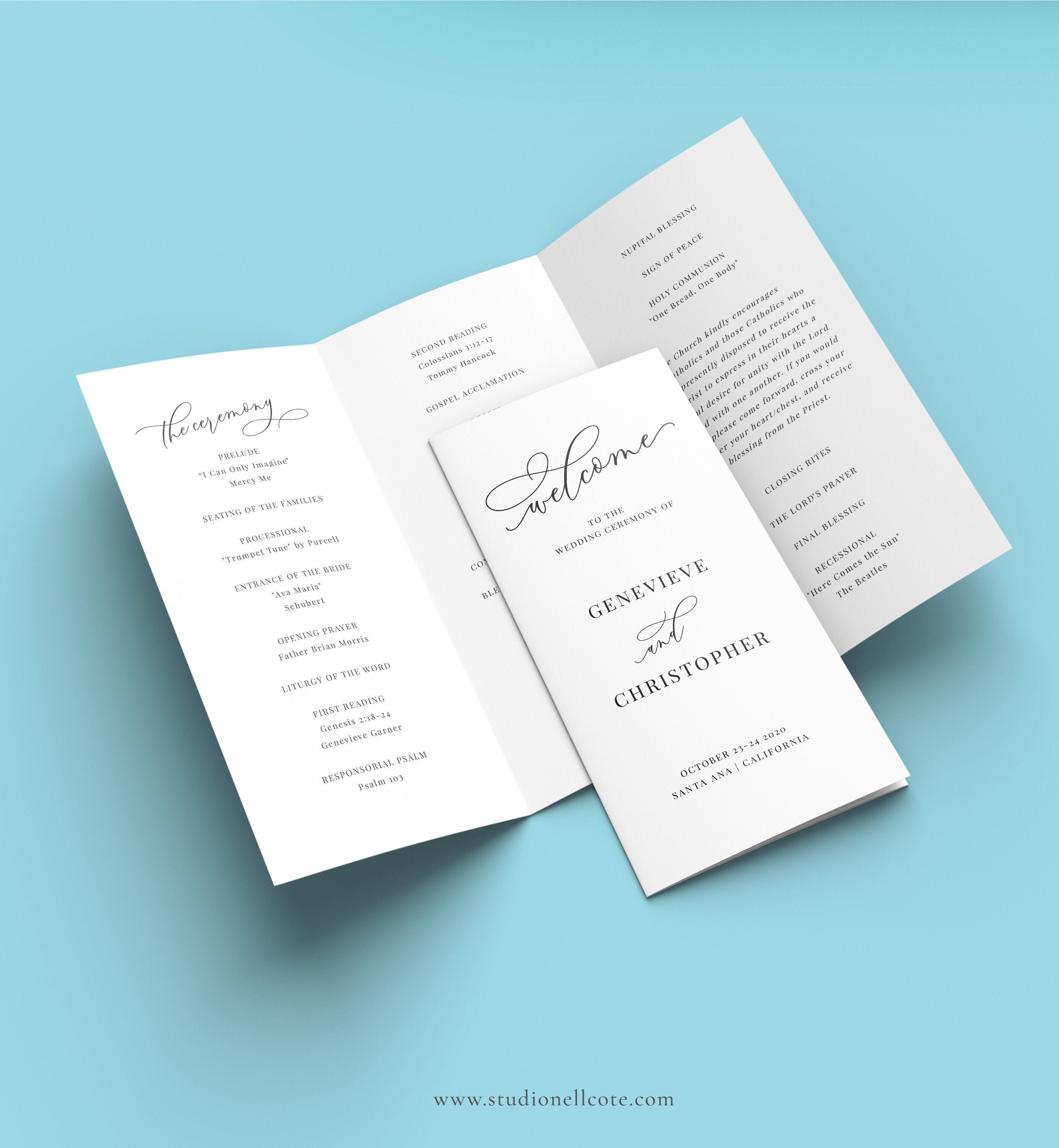 Tri Fold Wedding Ceremony Program Templates