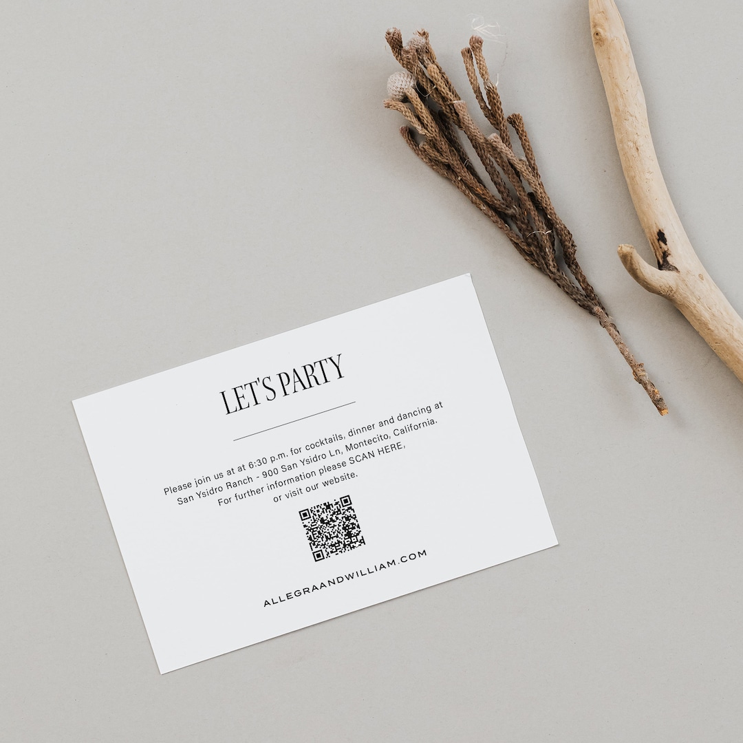 Reception Information Card Let's Party Insert Wedding - Etsy