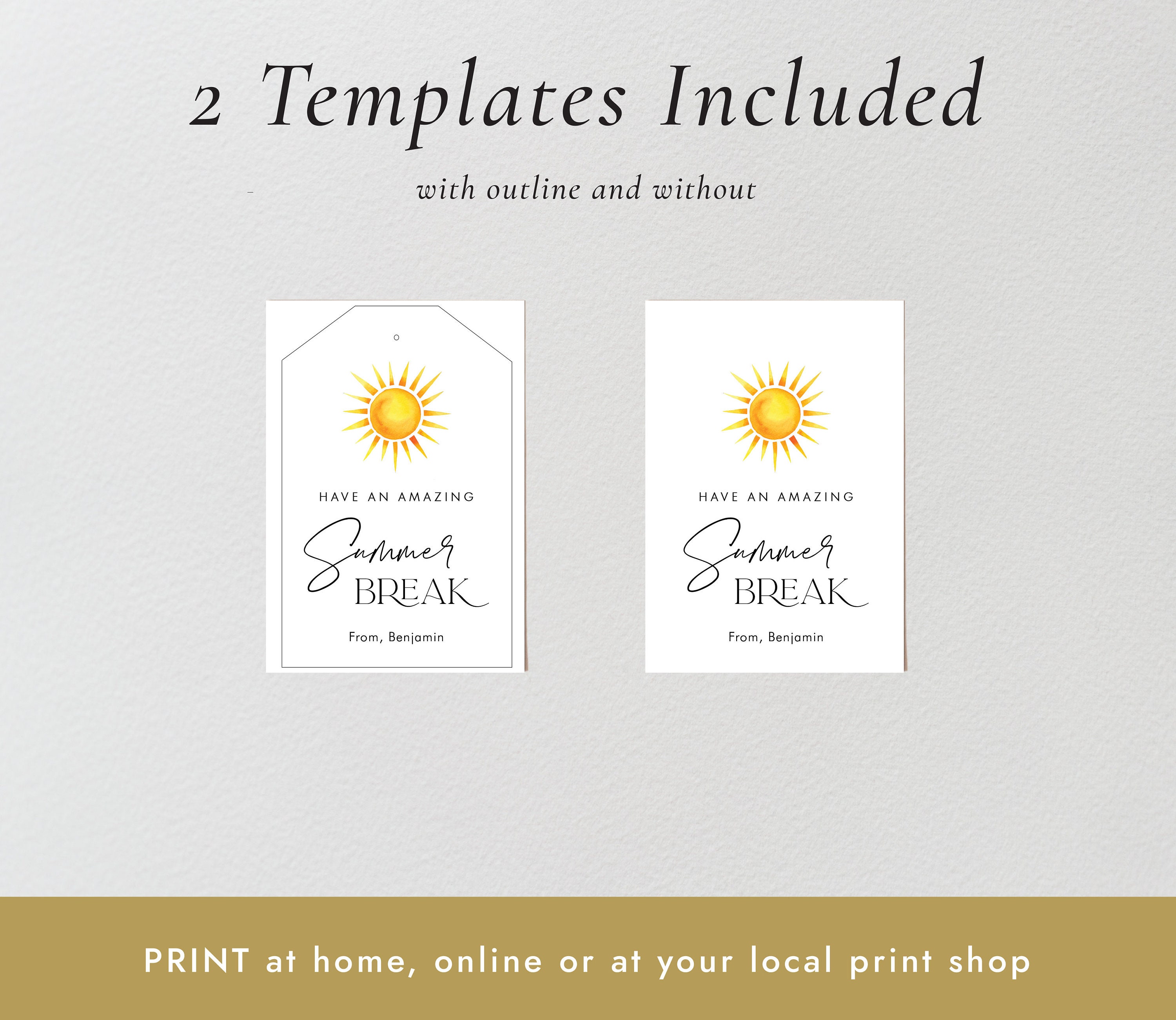 Summer Break Gift Tags, End of School Favor Tag, Sunshine Gift Tags ...