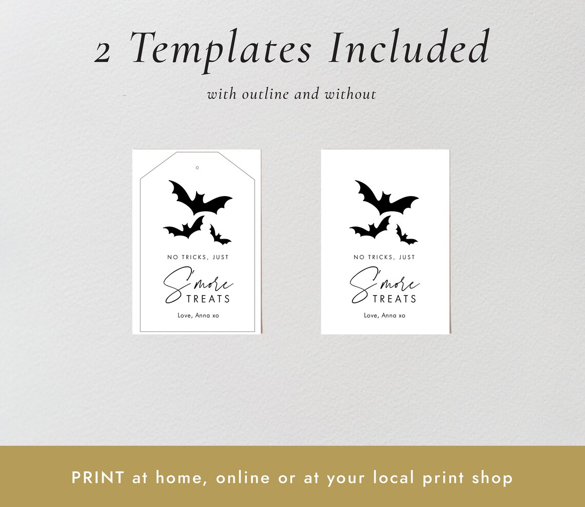 Scary Bats Smore's Halloween Gift Tags, Halloween Label, Printable ...