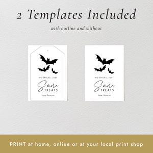 Scary Bats Smore's Halloween Gift Tags, Halloween Label, Printable ...