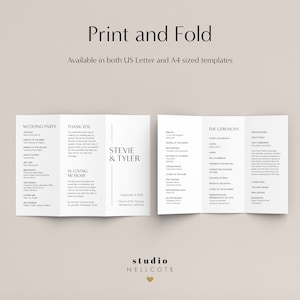 Tri-fold Wedding Program - Triple Fold Template, Catholic or Jewish ...