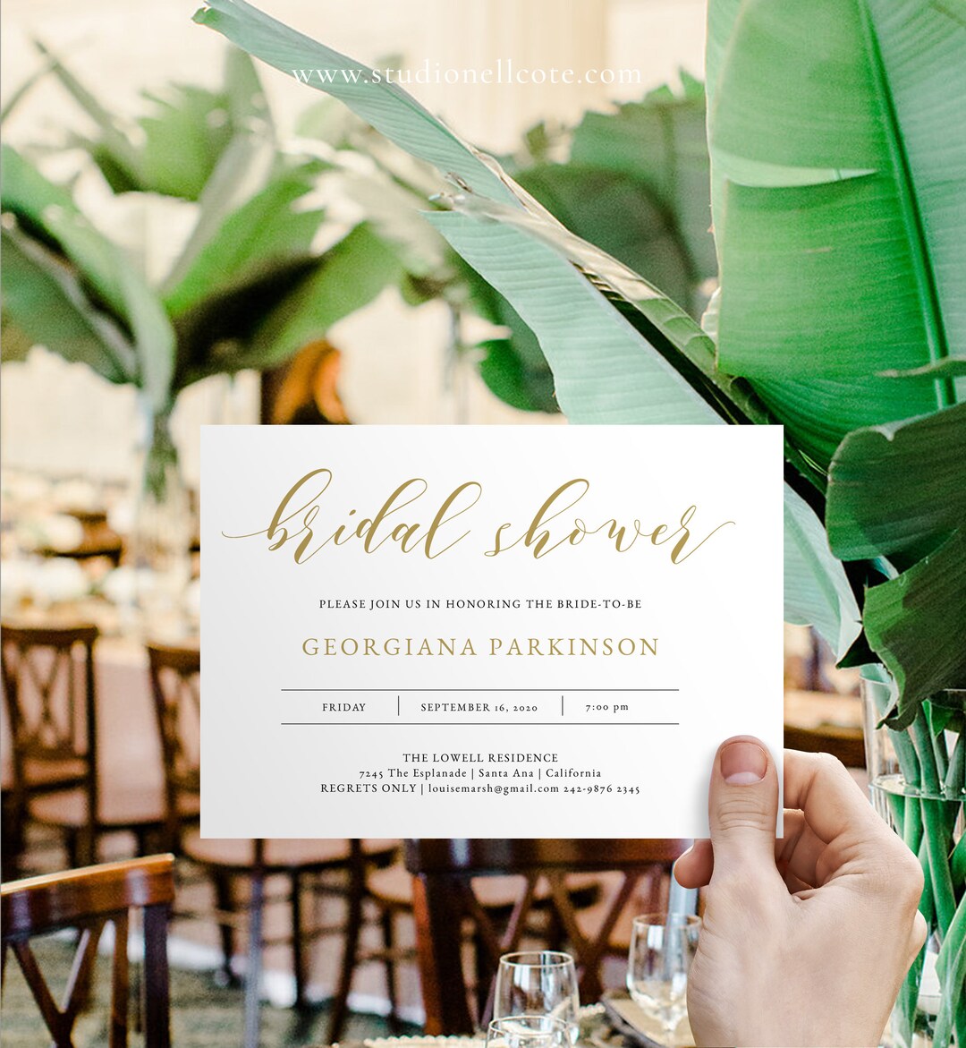 Gold Bridal Shower Template - Wedding Shower Template, Classic ...