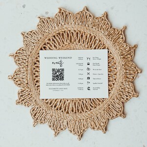 Modern Script QR Code Wedding Weekend Events Insert Card, Wedding ...