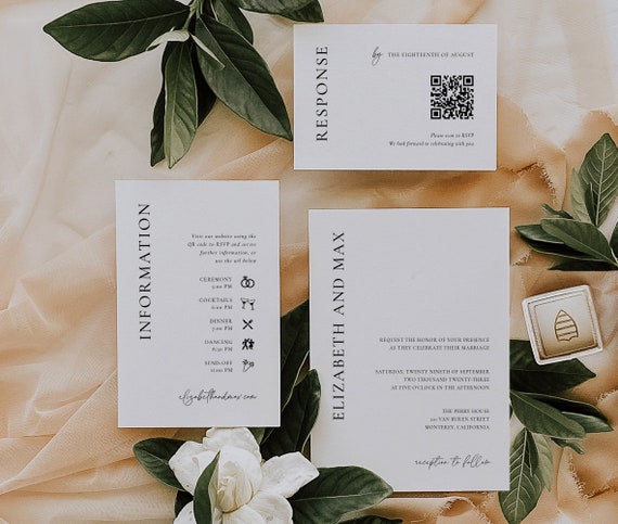 Modern QR Code Wedding Invitation Suite Bold Luxe Wedding - Etsy