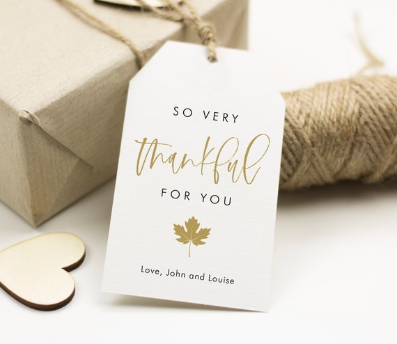 Friendsgiving Gift Tags Printable Thankful Tag Gold | Etsy