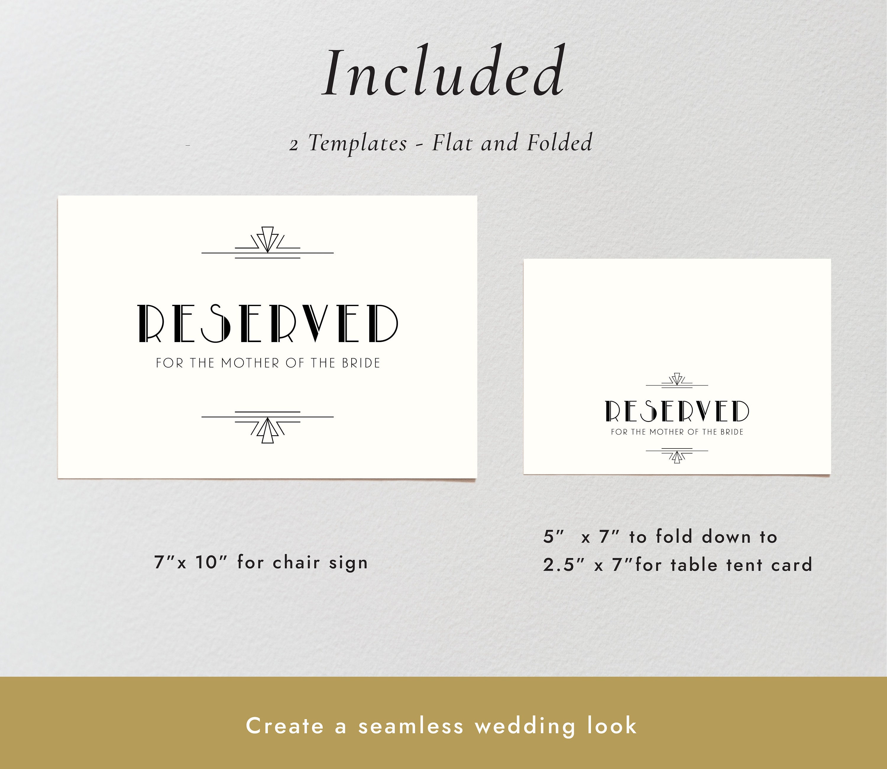 Art Deco Reserved Chair Sign Template Gatsby Wedding Reserved | Etsy