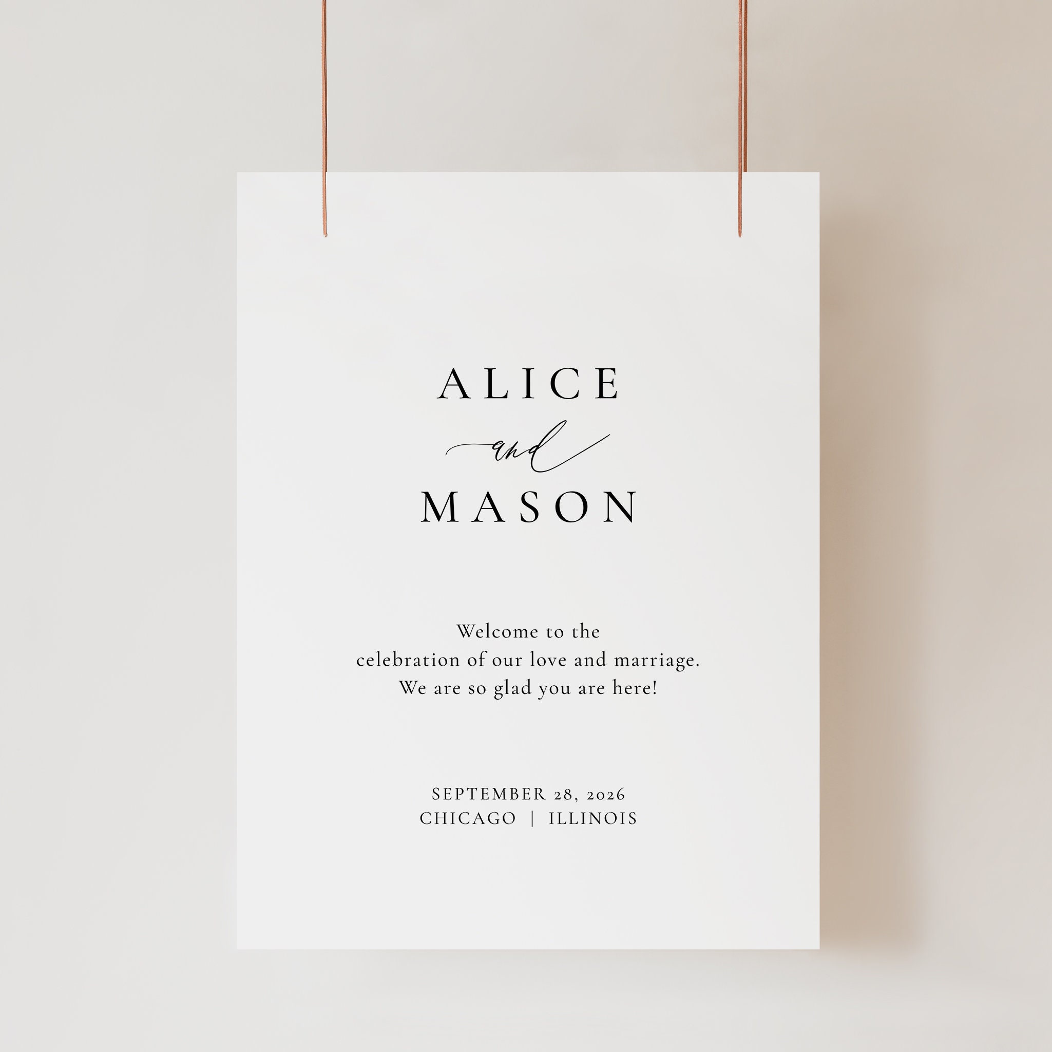 Classic Minimalist Wedding Welcome Sign, Simple and Elegant DIY ...