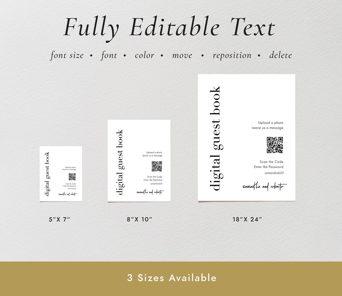 Modern Bold Digital Guest Book Sign QR Code Guest Book | Etsy