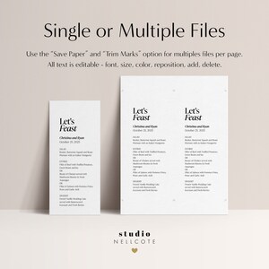 Let's Feast Menu Template, Ultra Minimalist Wedding Menu, Striking ...