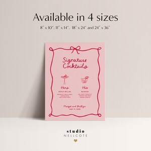 Hand Drawn Signature Cocktails Sign, Whimsical Wavy Bow Signature ...