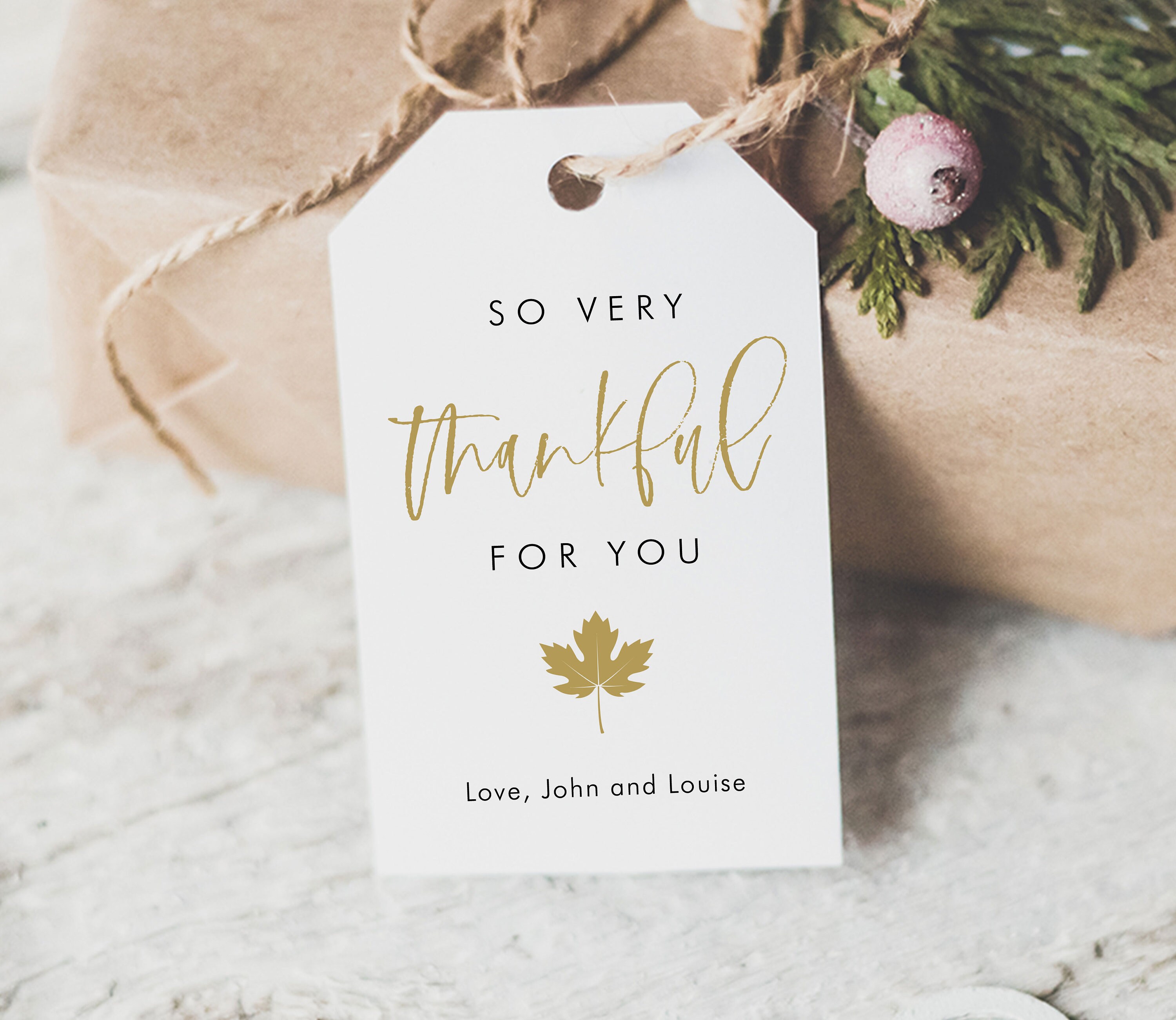 Friendsgiving Gift Tags Printable Thankful Tag Gold | Etsy