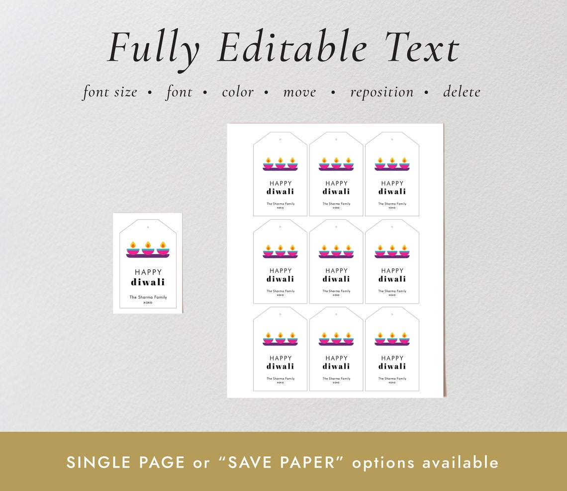 Printable Diwali Gift Tags Deepawali Gift Tags Indian - Etsy