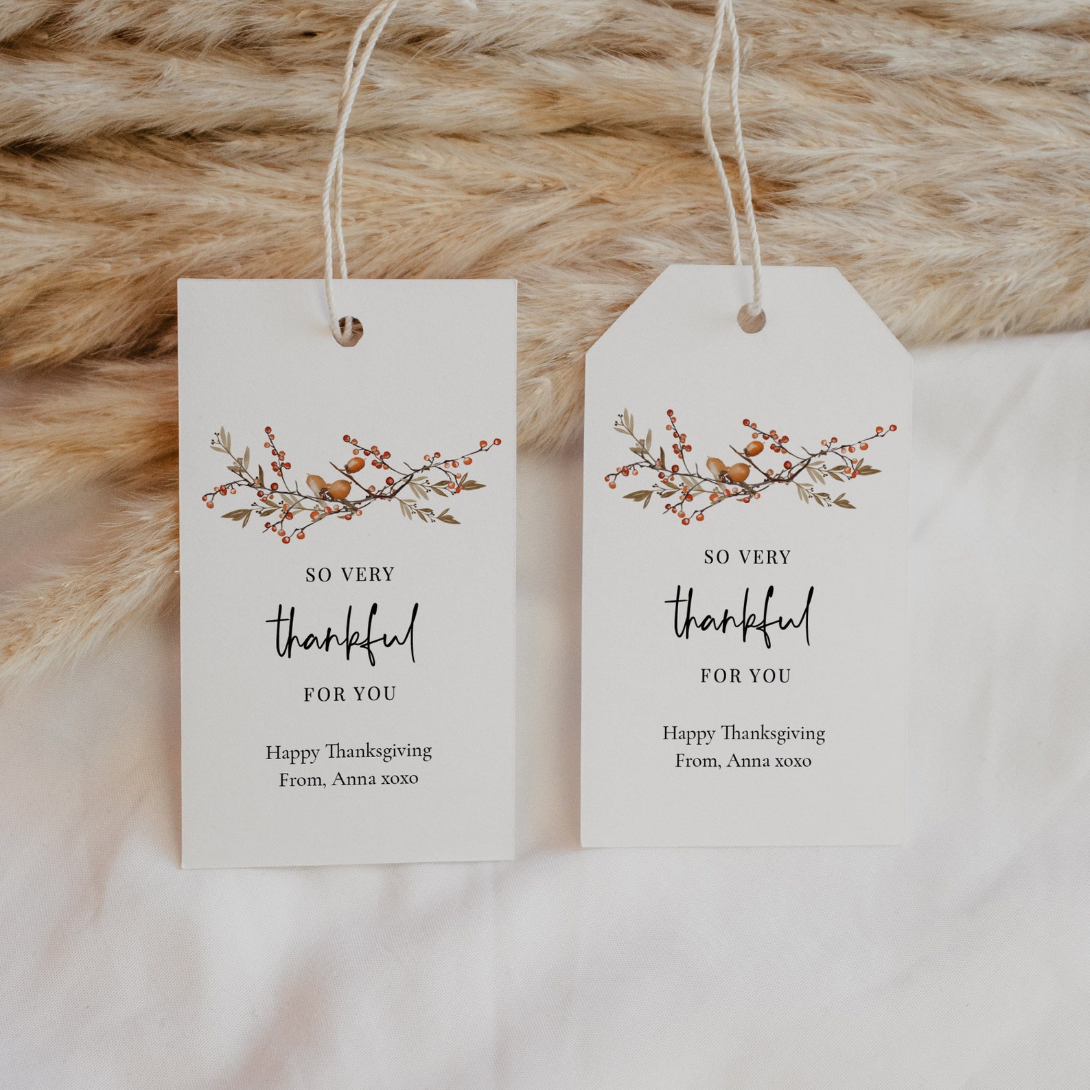 Rustic Thanksgiving Gift Tags, Fall Watercolor Thankful Hang Tag ...