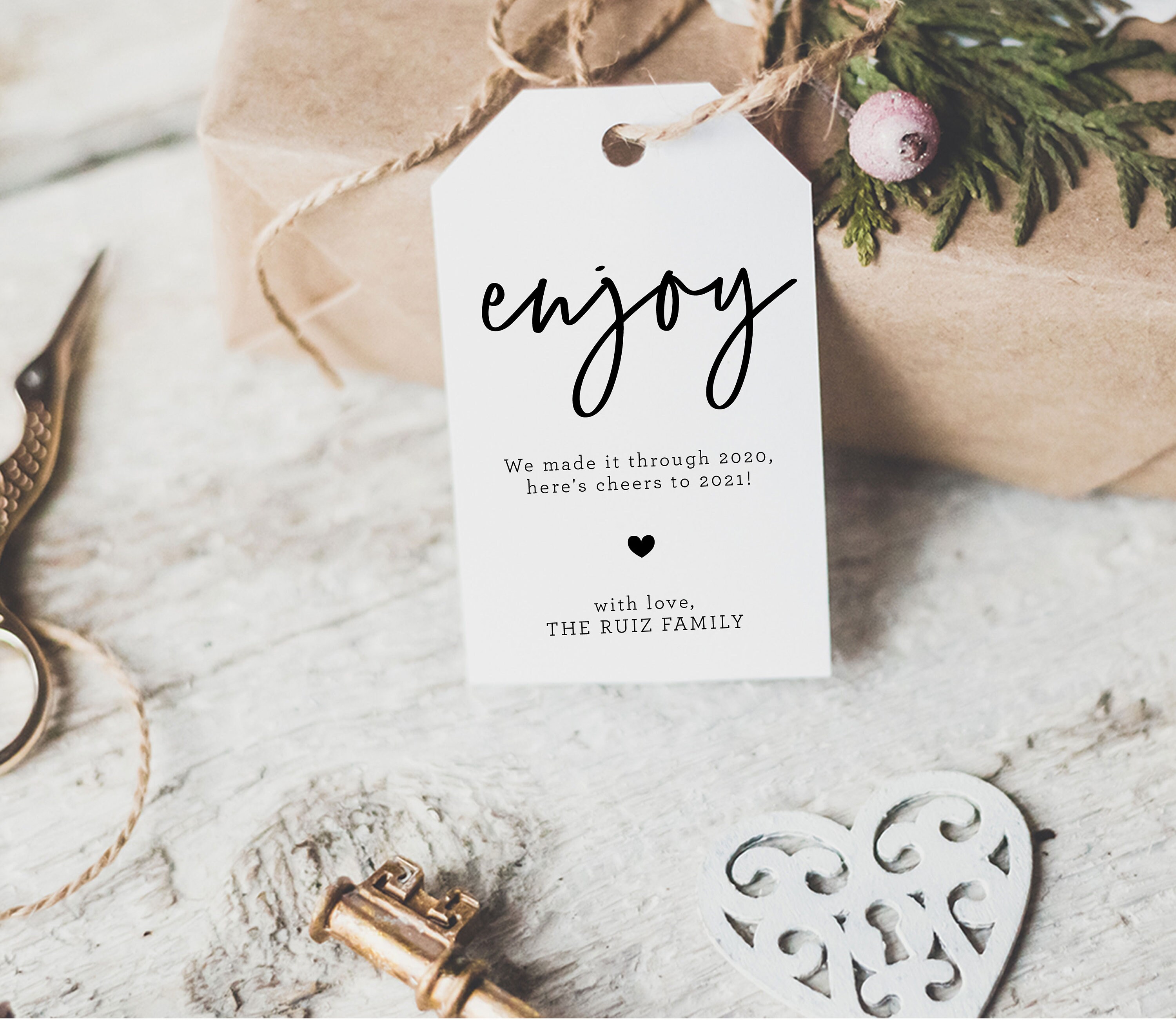 Modern Happy New Year Gift Tag Template NY 2021 Gift Tag | Etsy