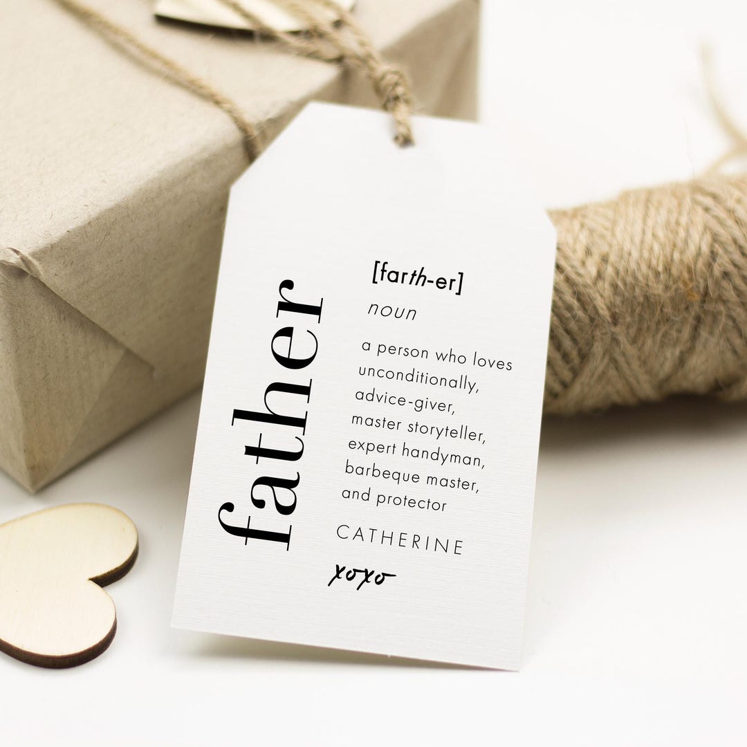 Modern Bold Father Definition Gift Tag, Happy Father's Day Gift Tag ...
