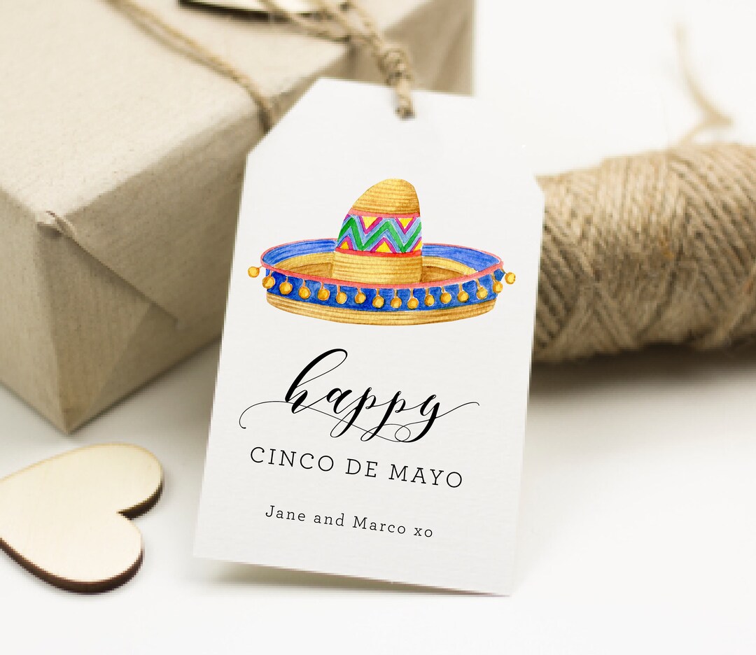 Sombrero Happy Cinco De Mayo Gift Tag, Fiesta Cinco De Mayo Favor Tags ...