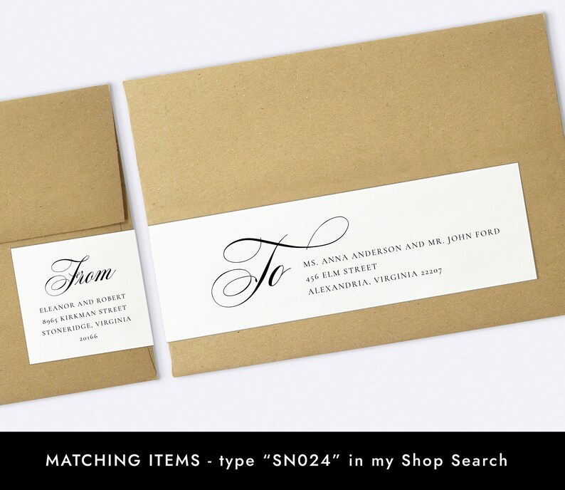 Calligraphy Wrap Around Envelope Label Template Classic Wrap - Etsy
