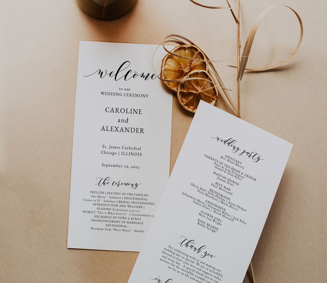 Elegant Wedding Program Template Classic Calligraphy Program - Etsy.de