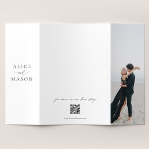 Classic Gatefold Wedding Invitation With QR Code, Elegant Minimalism ...
