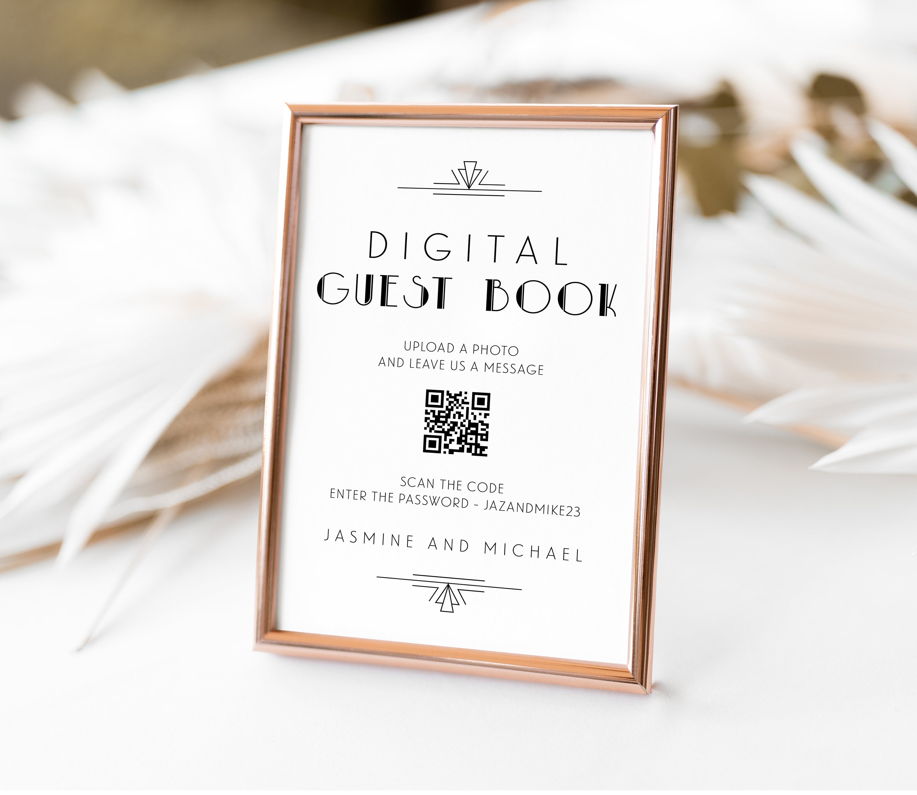 Gatsby Digital Guest Book Sign QR Code Guest Book Online | Etsy