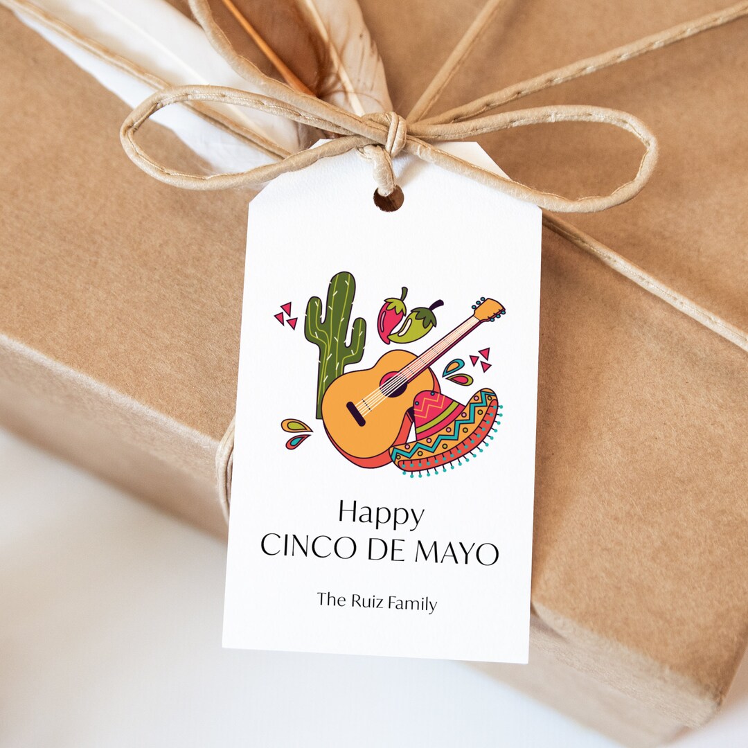 Cinco De Mayo Gift Tag, Fiesta Favor Hang Tags, Muchas Gracias Card ...