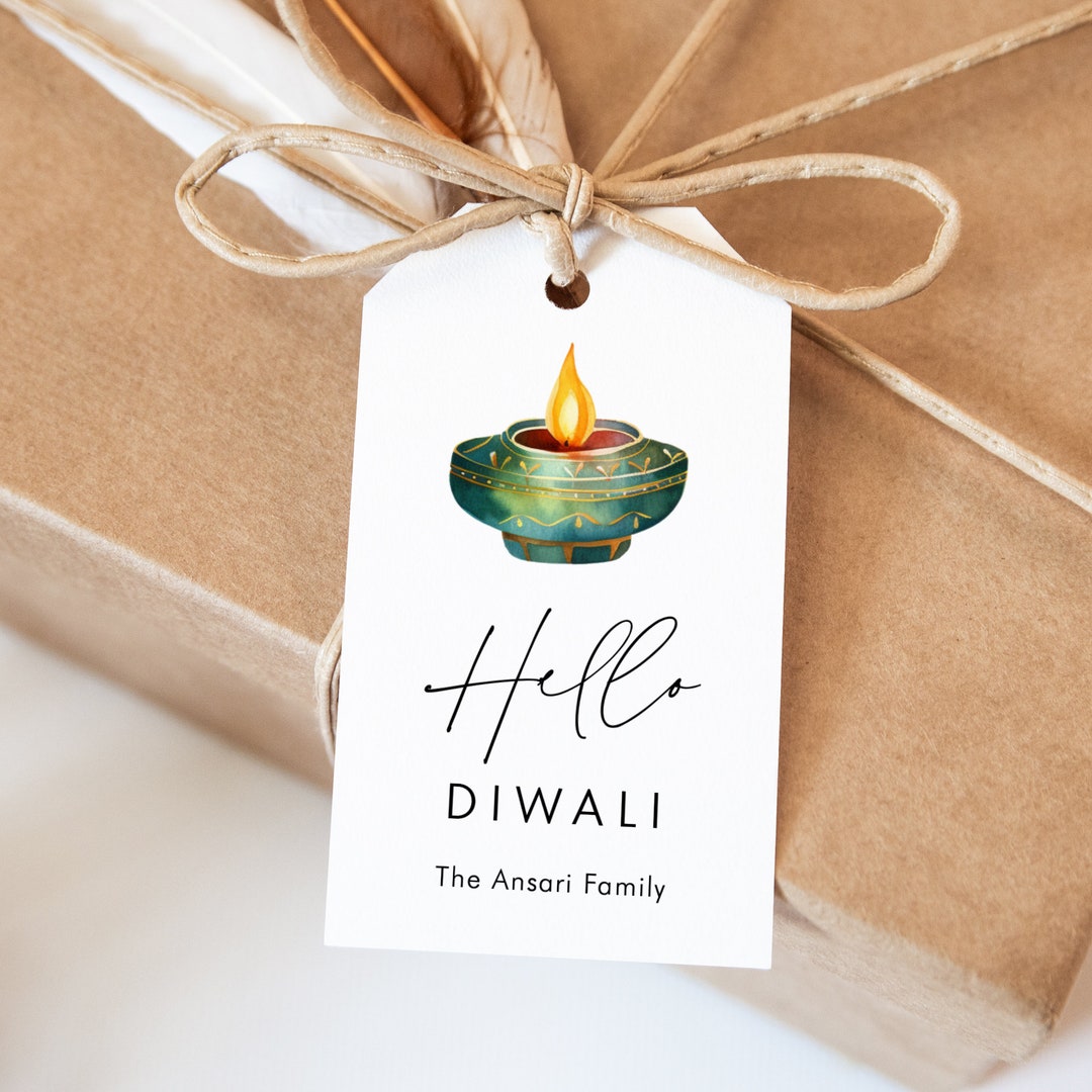 Diya Diwali Gift Tags, Editable Deepawali Gift Tags, Diwali Lamp Tag ...